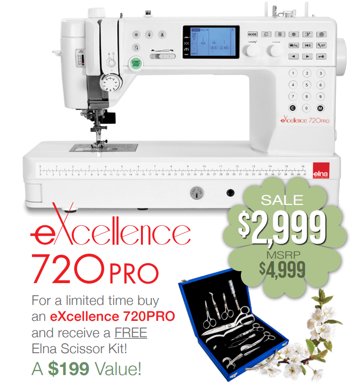 Elna eXcellence 720 Pro Sewing and Quilting Machine