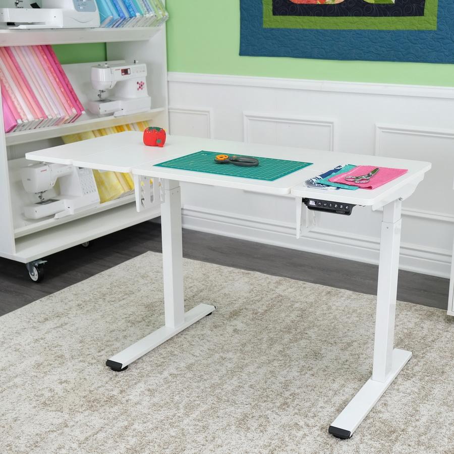 Arrow Eleanor Height Adjustable Serger and Sewing Table (White)